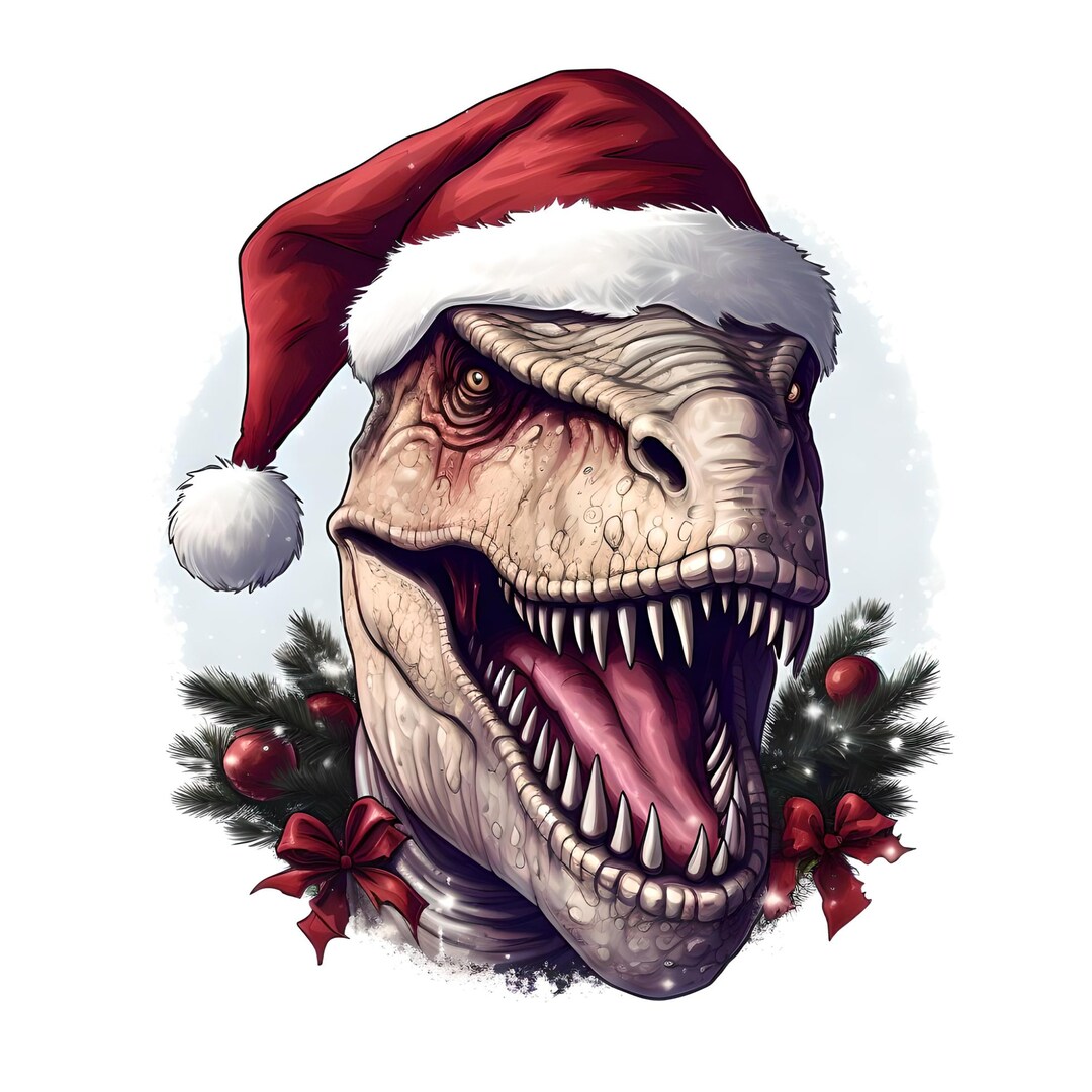 Tyrannosaurus Rex Santa Claus, Santa T-rex, Xmas Tyrannosaurus Rex ...