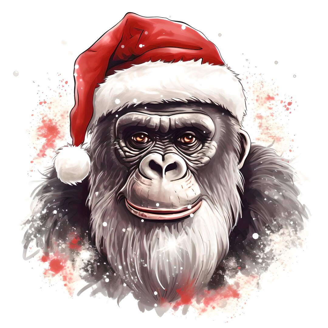 Gorilla Santa Claus, Santa Gorilla, Xmas Gorilla, 4000x4000 Pixels, PNG ...