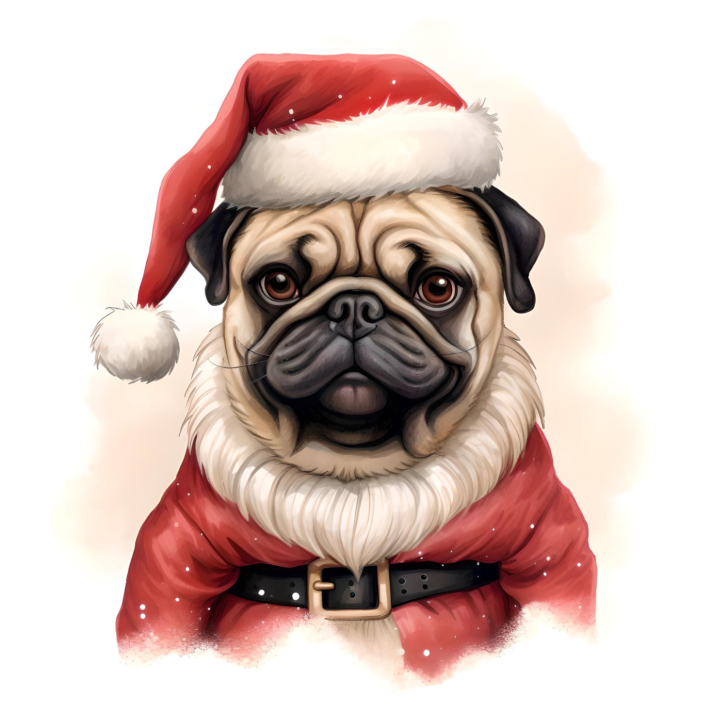 Pug Santa Claus, Santa Dog, Xmas Dog, 4000x4000 Pixels, PNG File ...