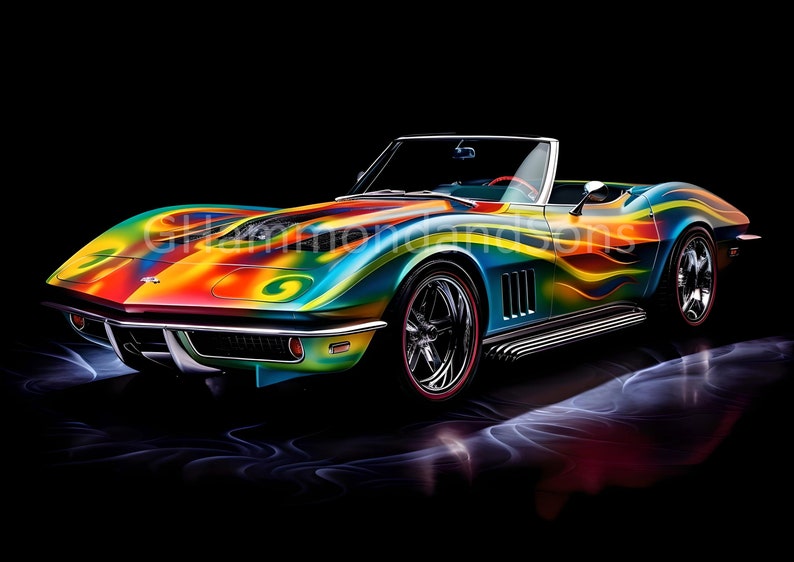 Corvette Stingray Car Art Digital Print - A3 Landscape - PNG File ...