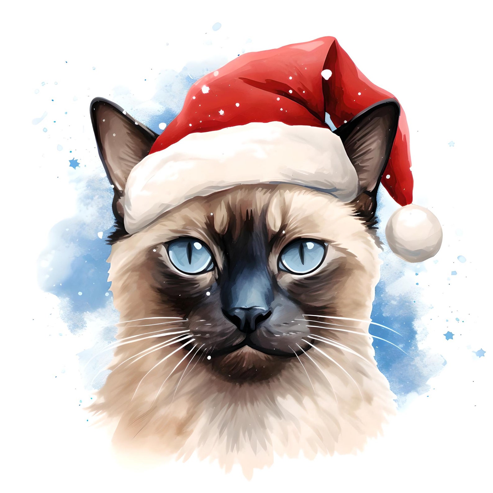 Siamese Cat Santa Claus, Santa Claws, Santa Cat, Xmas Cat, 4000x4000 ...