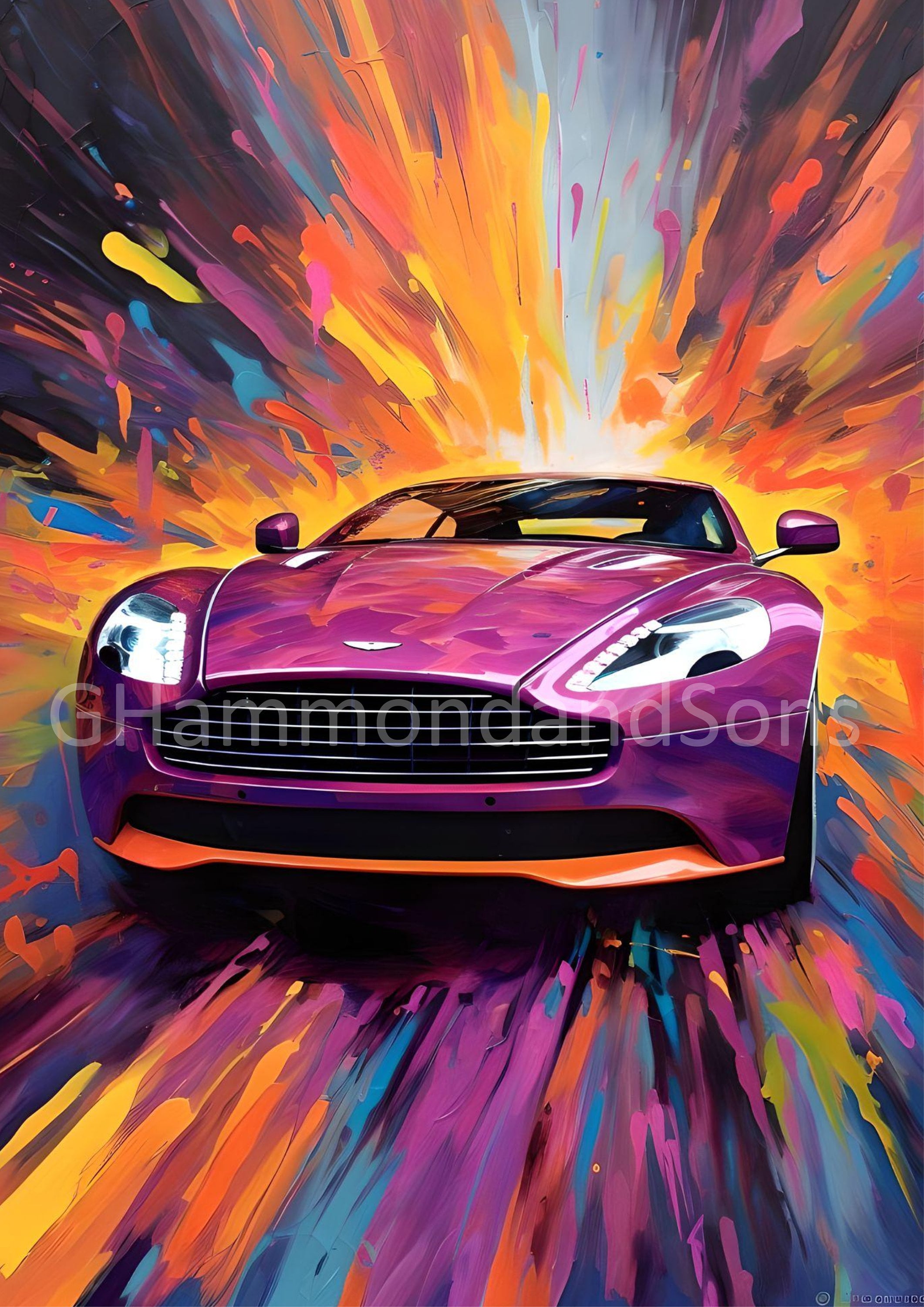 Aston Martin Car Art Digital Print - A3 Portrait - PNG File - Digital ...