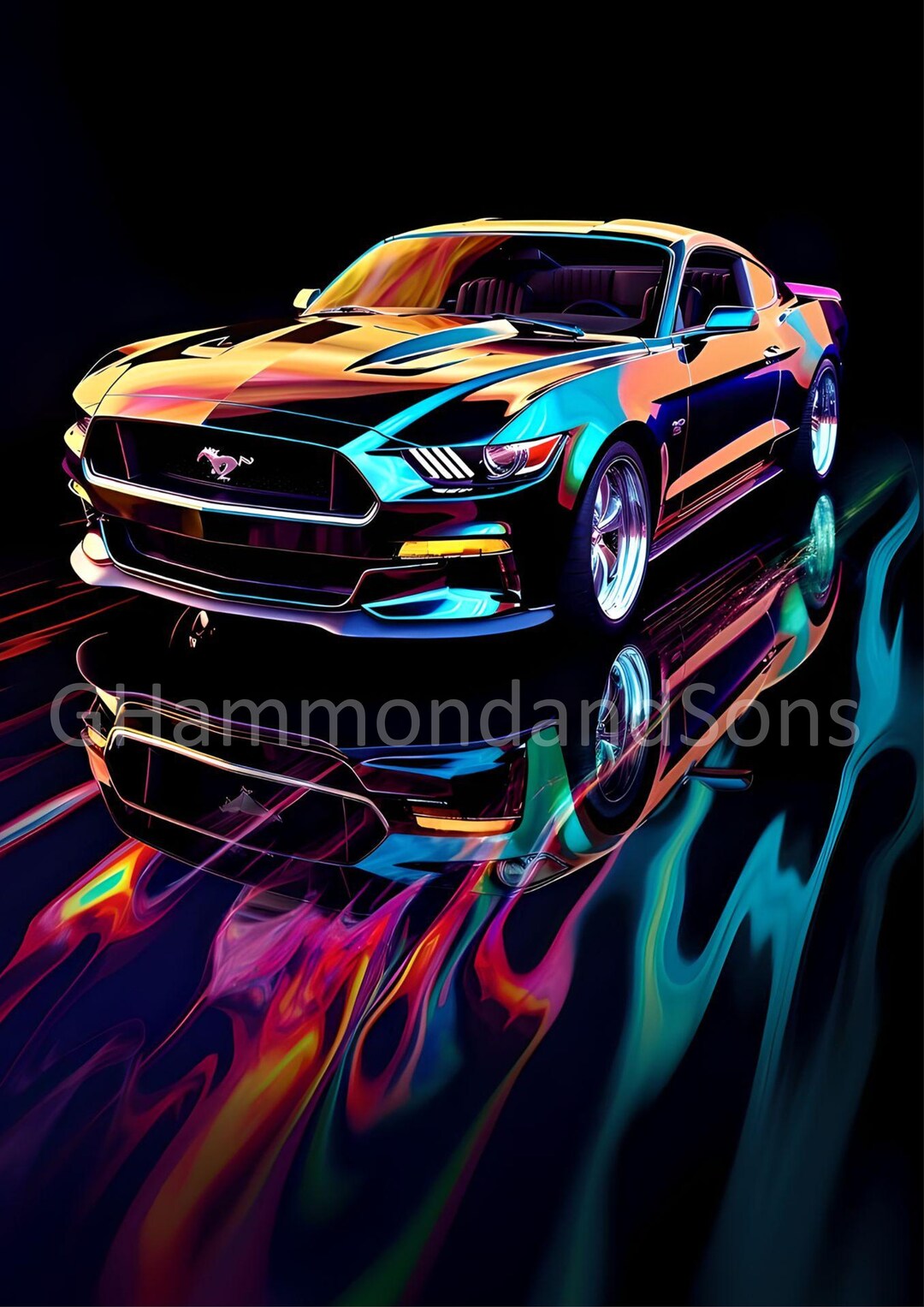 Ford Mustang Art Digital Print - A3 Portrait - PNG File - Digital ...