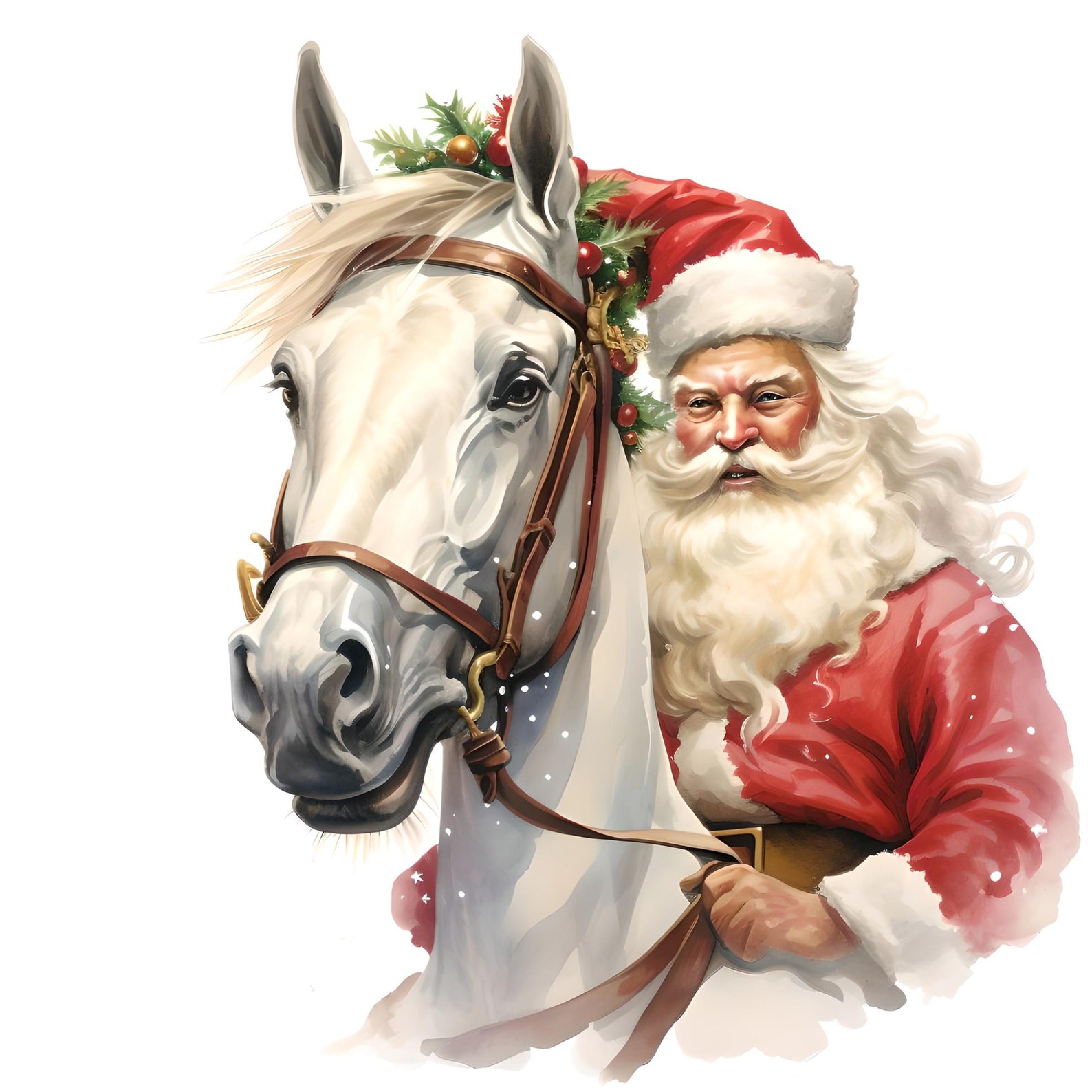 Santa Claus Riding Horse, 4000x4000 Pixels, PNG File - Digital Download ...