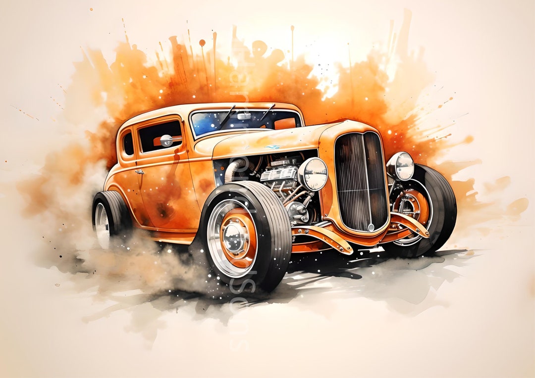 Hot Rod Deuce Coupe Art Digital Print - A3 Portrait - PNG File ...