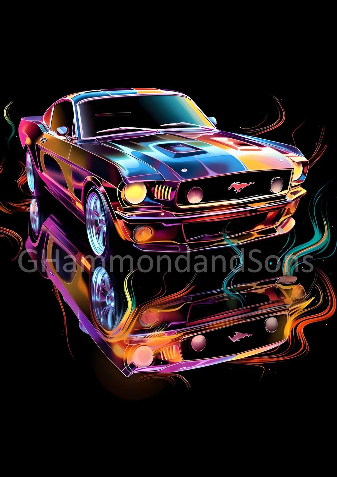 Ford Mustang Art Digital Print - A3 Portrait - PNG File - Digital ...