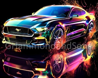 Ford Mustang Art Digital Print - A3 Portrait - PNG File - Digital ...
