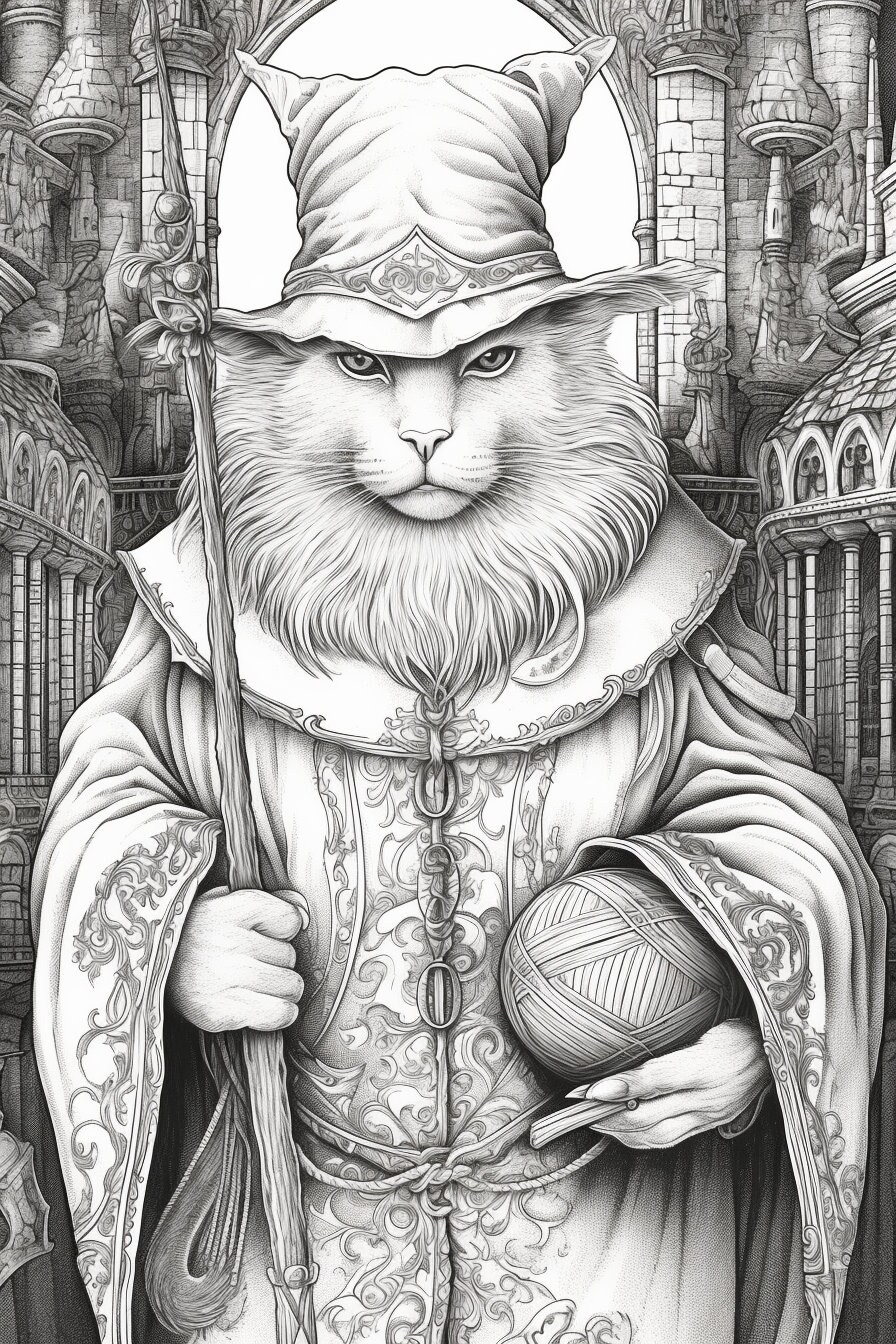 Dogs and Cats as Wizards Colouring Pages 24 Images Instant Download A4 ...