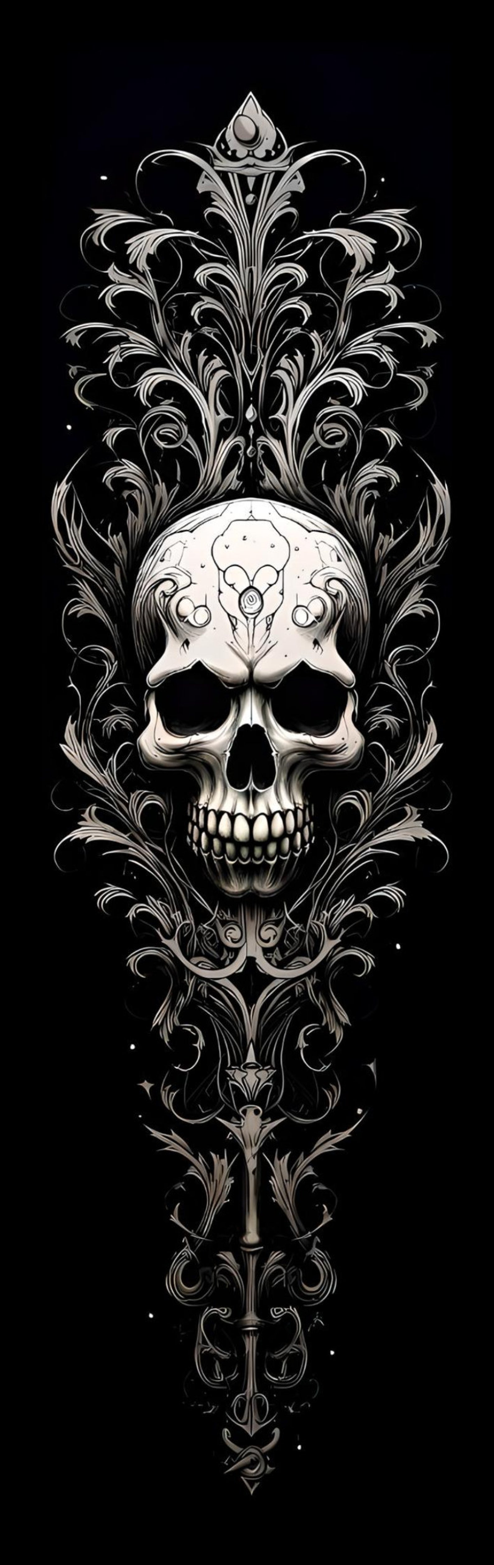 Gothic Halloween Black and White Skull Bookmark Design - PNG File ...