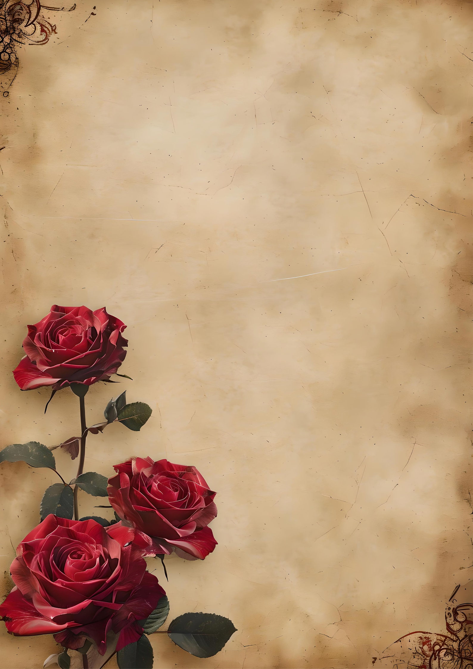 Roses Digital Paper Background 5 Off, Valentines Day, A3 300dpi, PNG ...