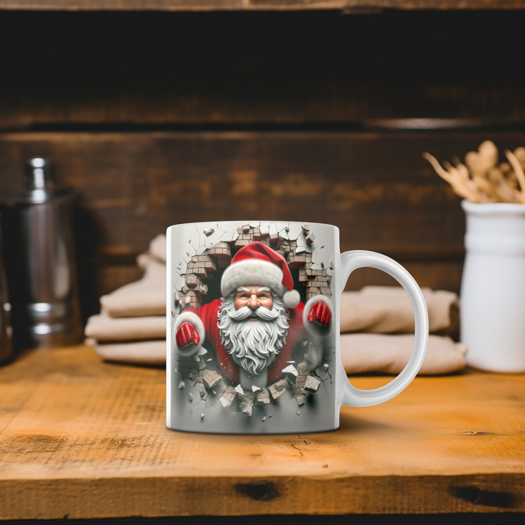Santa Giftful Mug Christmas Breakthrough Png Hole in Wall - Etsy