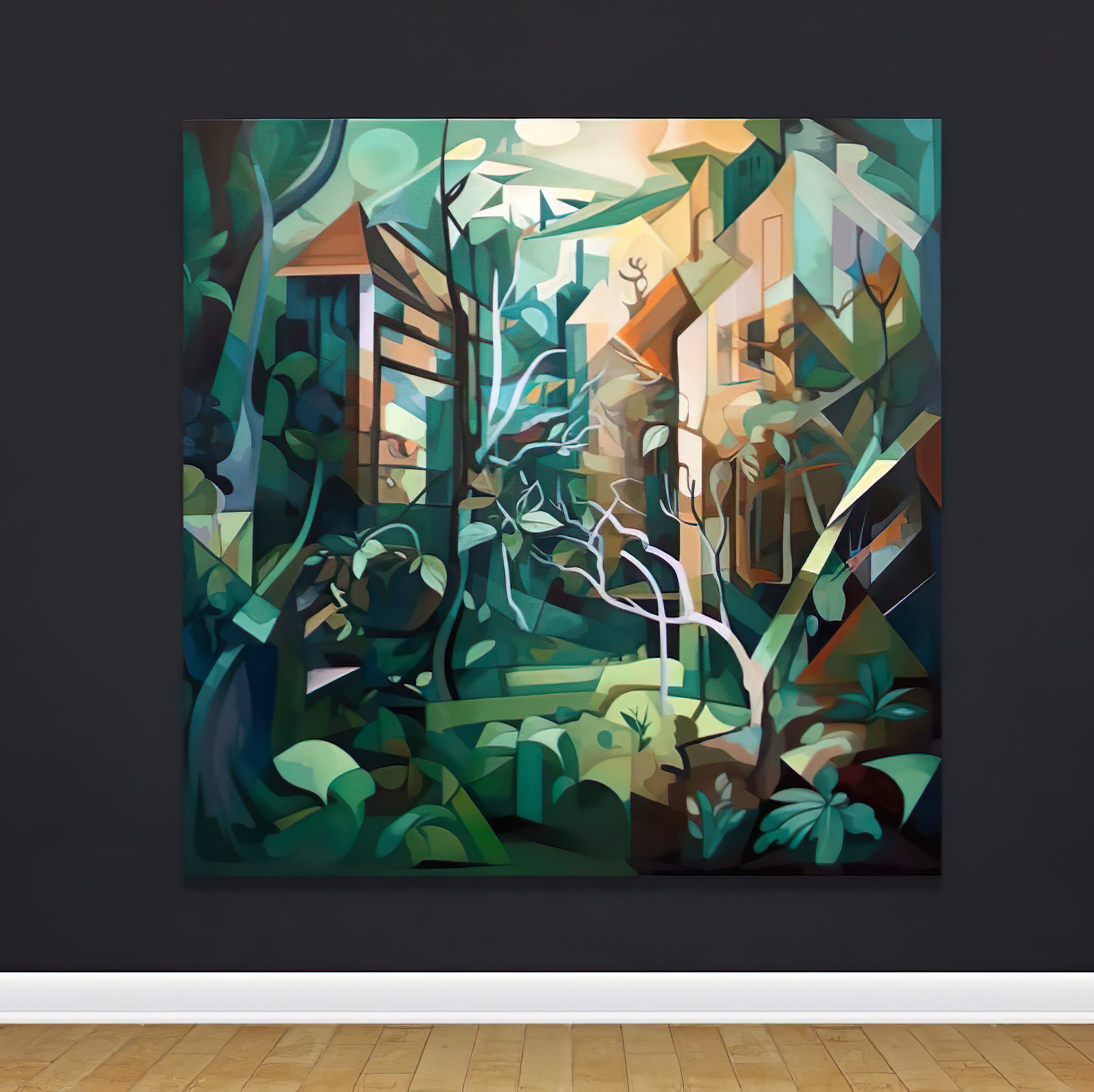 Canvas Art Industrial Reclaimed by Nature Modern Cubist & - Etsy