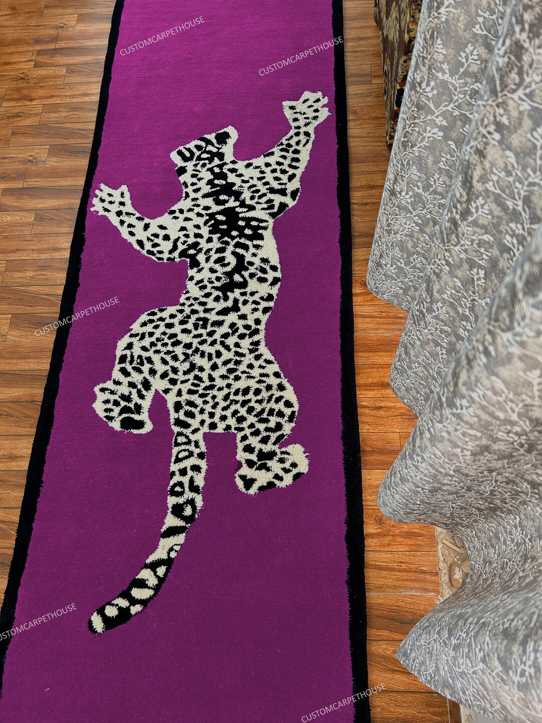 Leopard Print Rug Animal Rugs Hand Tuft Wool Runner Rug Non Slip Area ...
