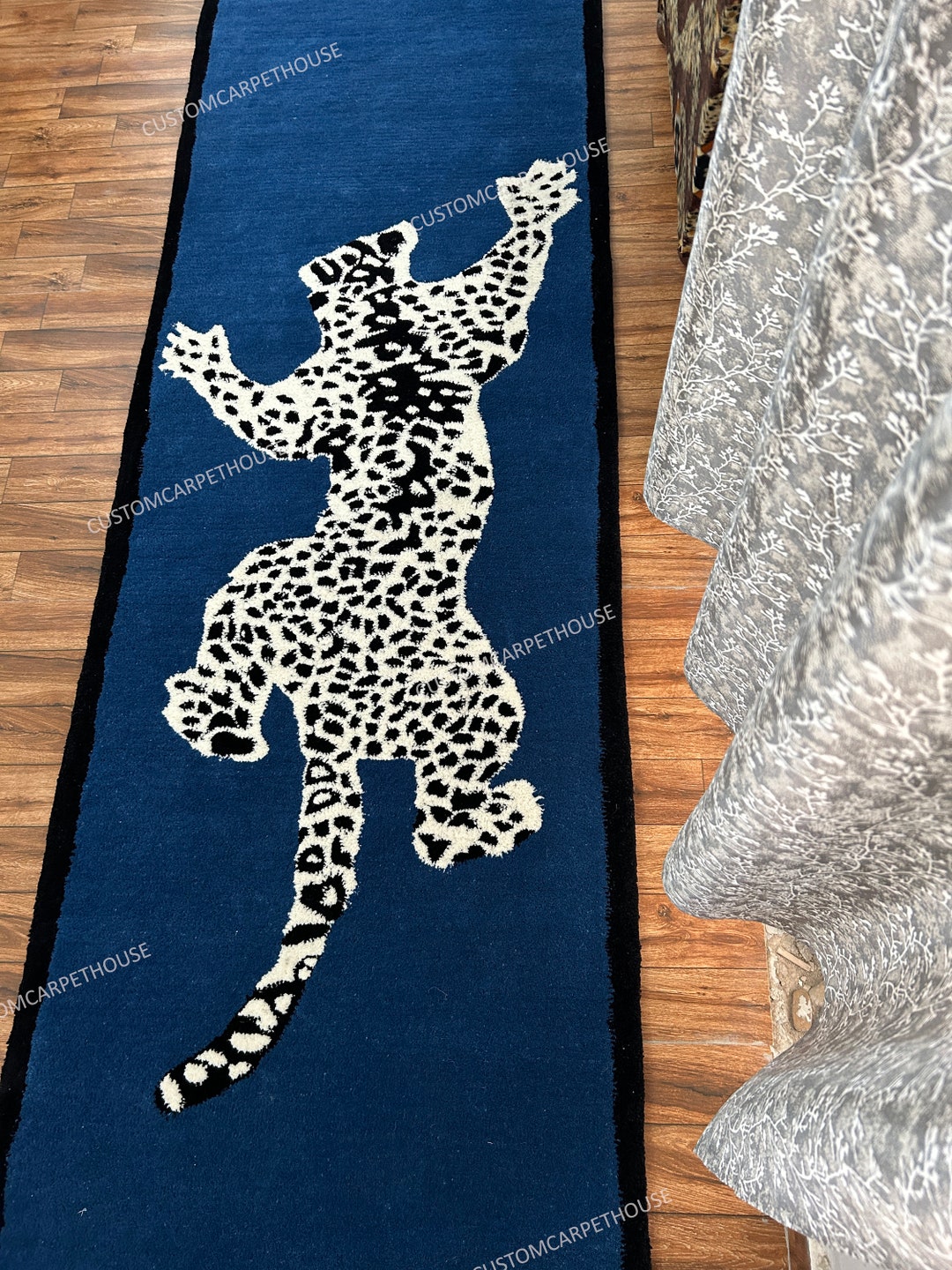 Hand Tufted Wool Rug Leopard Shape Rug Handmade Carpet Hallway Area ...
