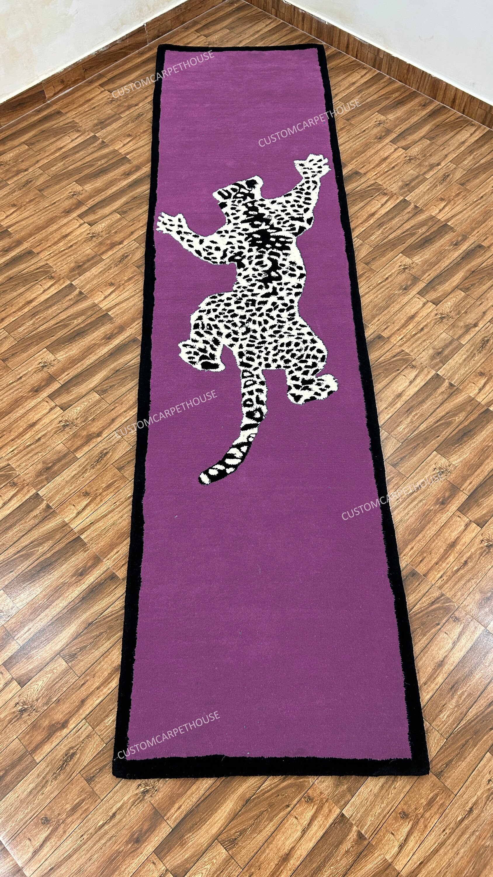 Hand Tufted Wool Rug Leopard Shape Rug Handmade Carpet Hallway Area ...
