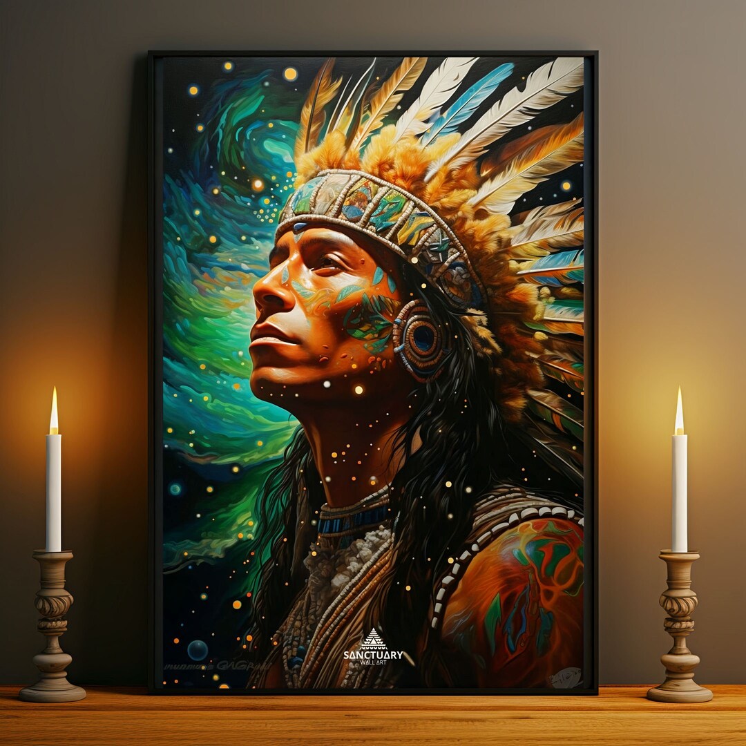 Chief Poster Amerindian Art Tribal Gift Wall Art Spiritual Connection chief-poster-amerindian-art-tribal-gift-wall-art-spiritual-connection