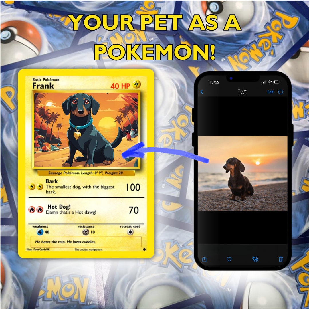 Custom Pokemon Card, Holographic, Turn Your Pet Into a Custom Pokemon ...