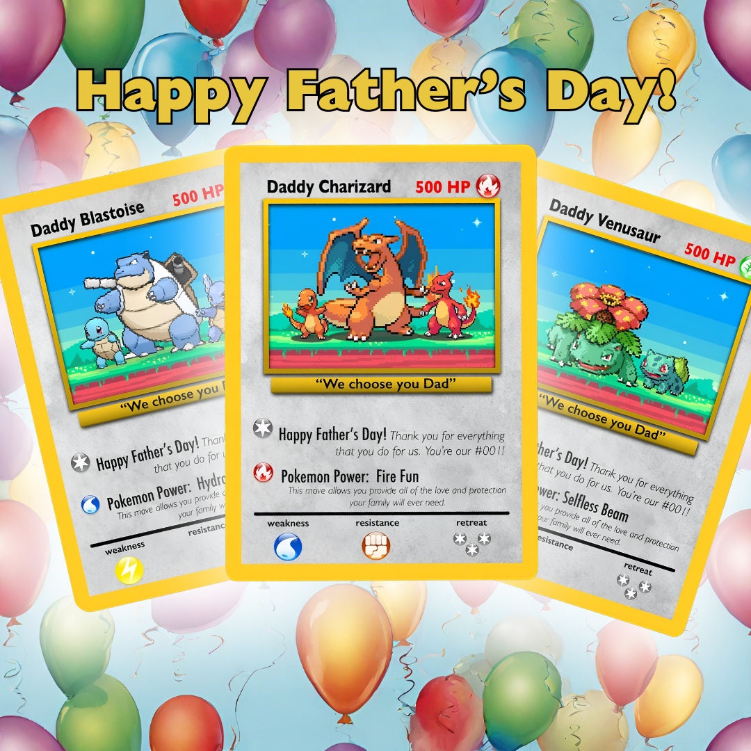 Pokémon Fathers Day Card, Custom Pokemon Card, Boyfriend Gift ...