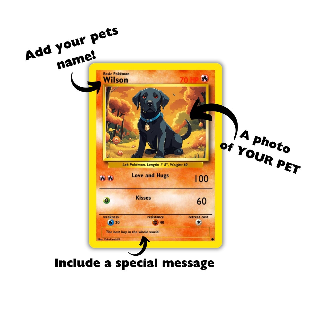Custom Pokemon Card, Holographic, Turn Your Pet Into a Custom Pokemon ...