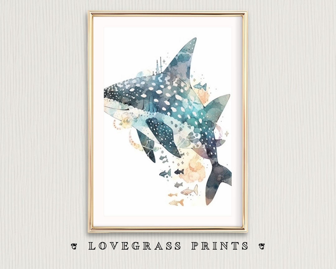 Whale Shark Wall Art, Whale Shark Printable, Modern Beach Art, Coastal ...