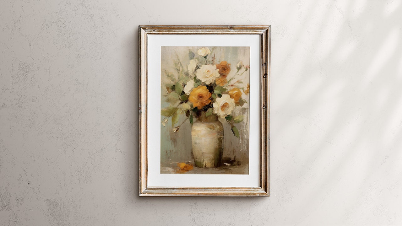 Printable Art Vase of Flowers Vintage Digital Print Flower Vase Wall ...