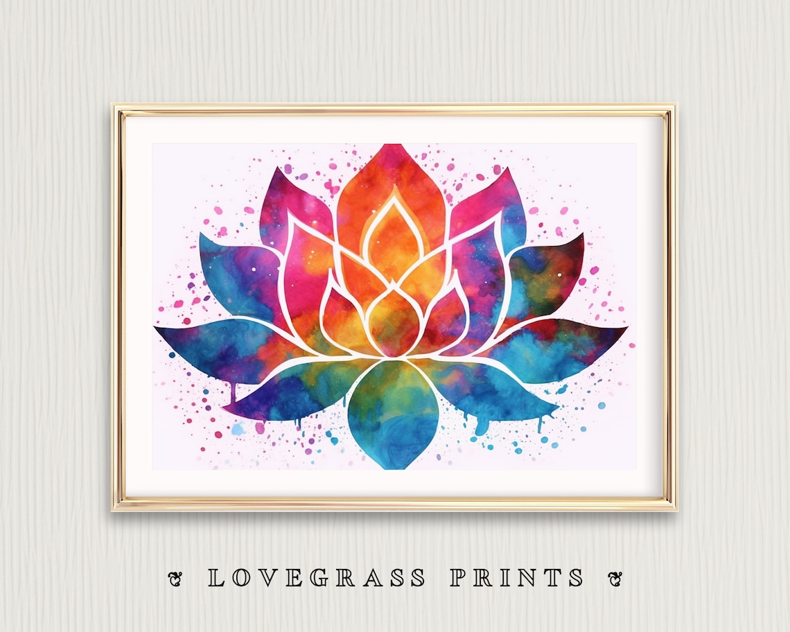 Lotus Mandala Printable Wall Art, Lotus Flower Mandala Art Print, Yoga ...