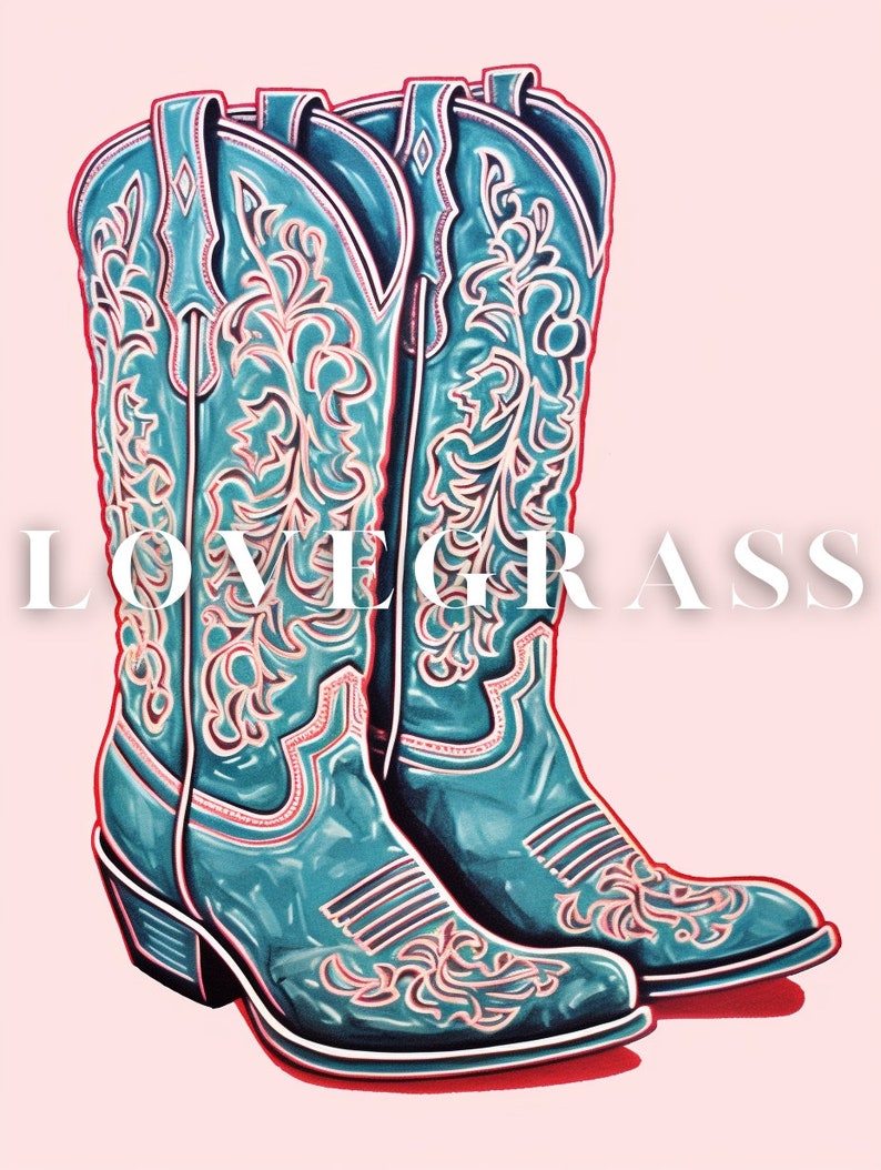 Cowboy Boots Printable Wall Art, Cowgirl Boots Digital Art, Modern Art ...