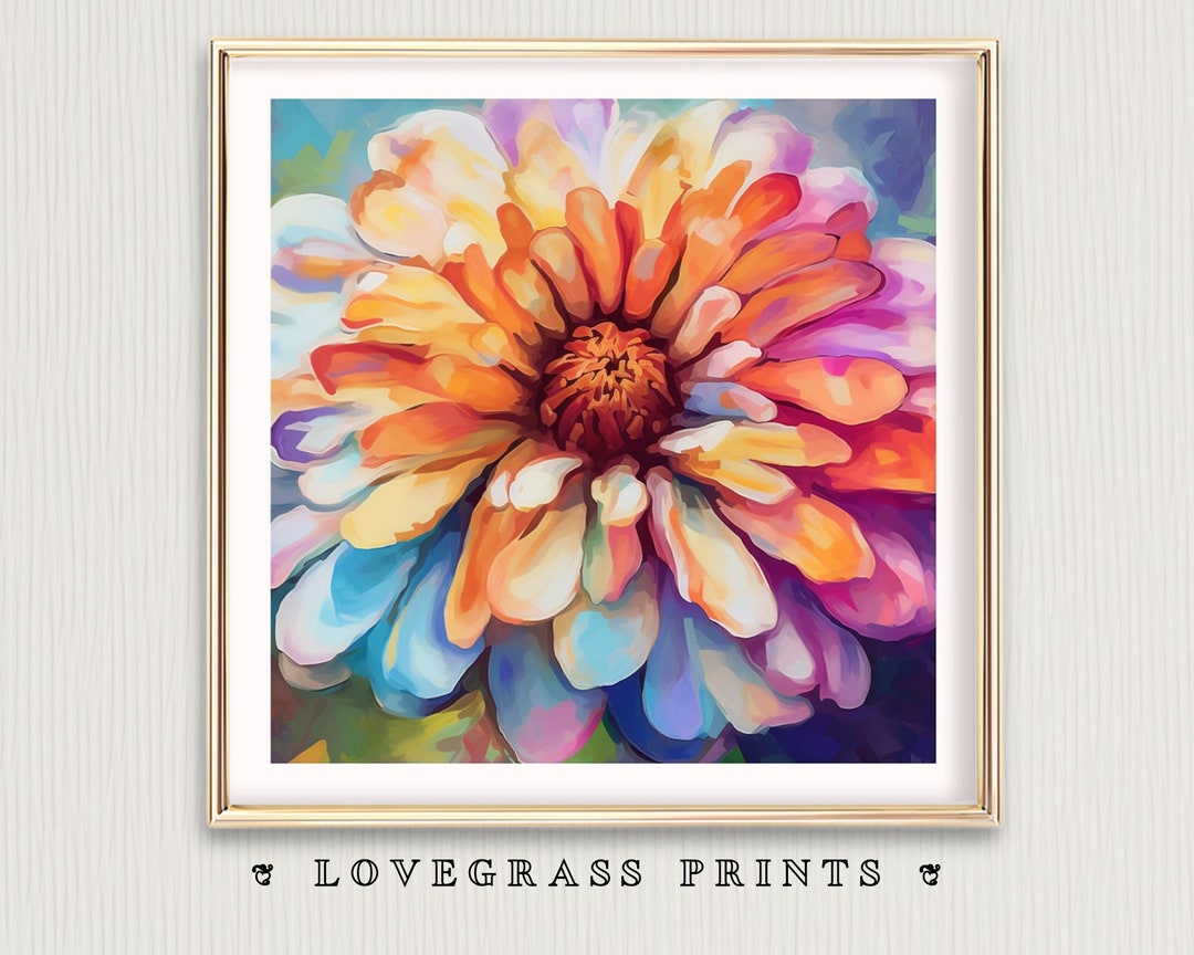 Zinnia Flower Art, Zinnias Printable, Flower Abstract, Prints for Guest ...