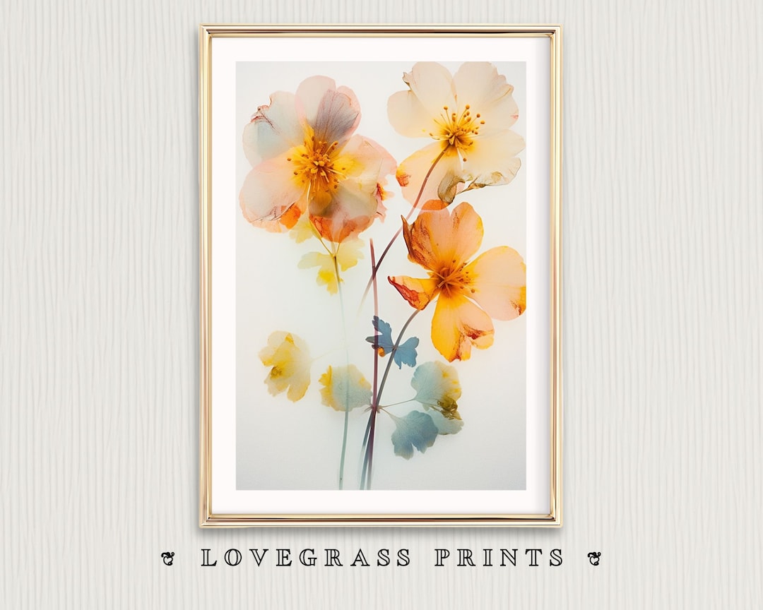 Pressed Flower Wall Art, Printable Flower Art, Dried Flower, Pressed ...