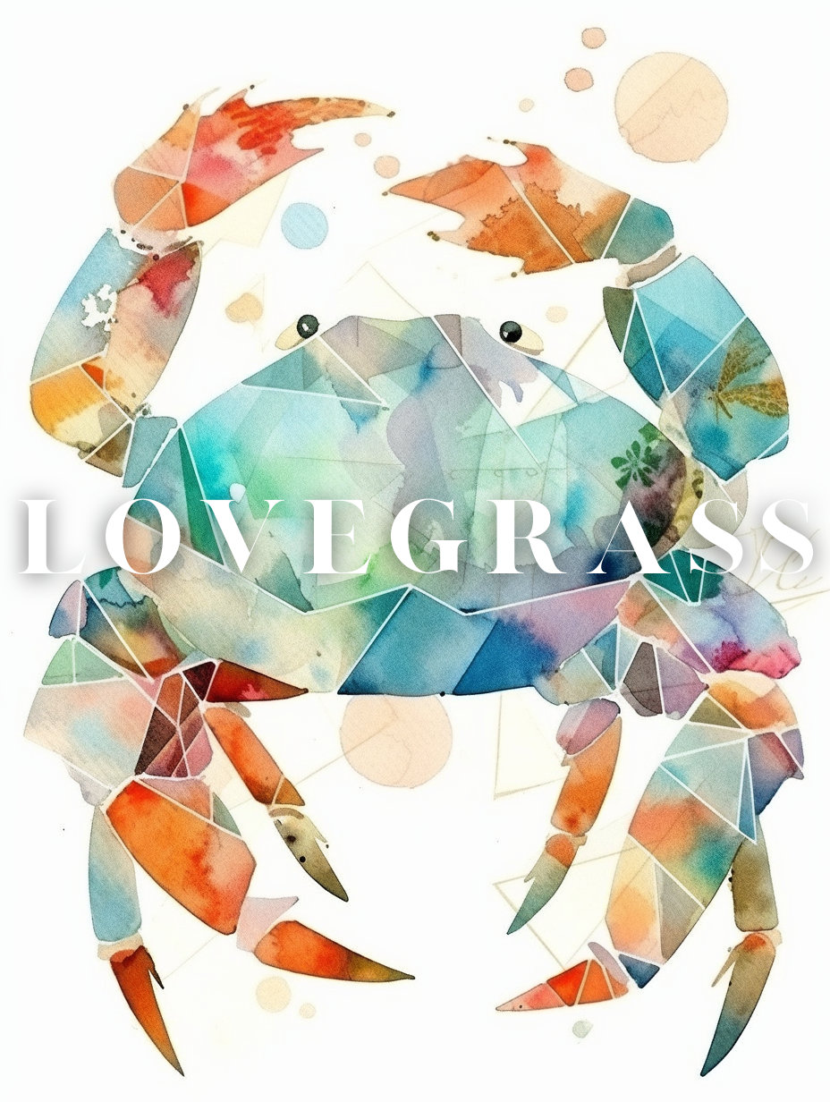 Crab Art Print, Crab Downloadable Wall Art, Crustacean Digital Download ...