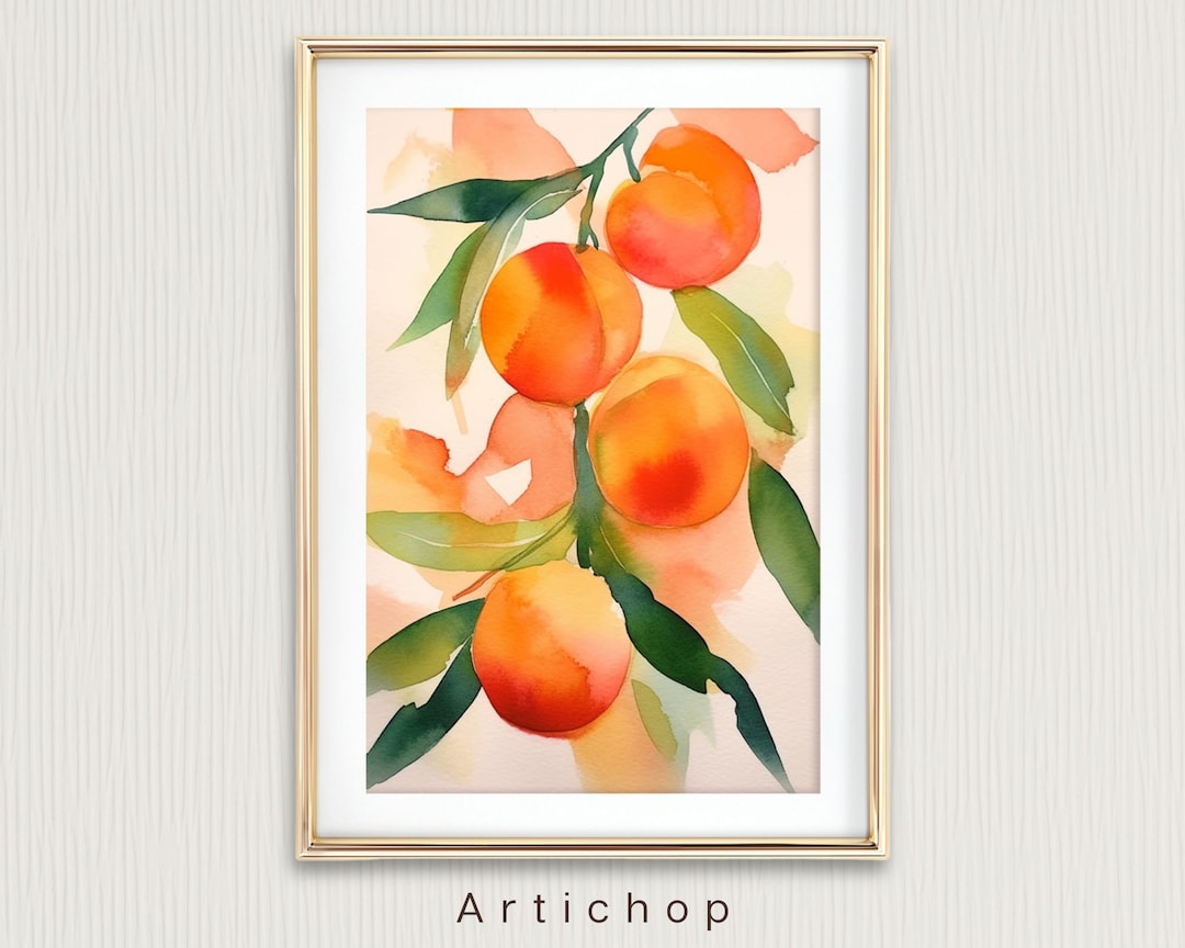 Peach Printable Wall Art Watercolor Terracotta Peaches - Etsy