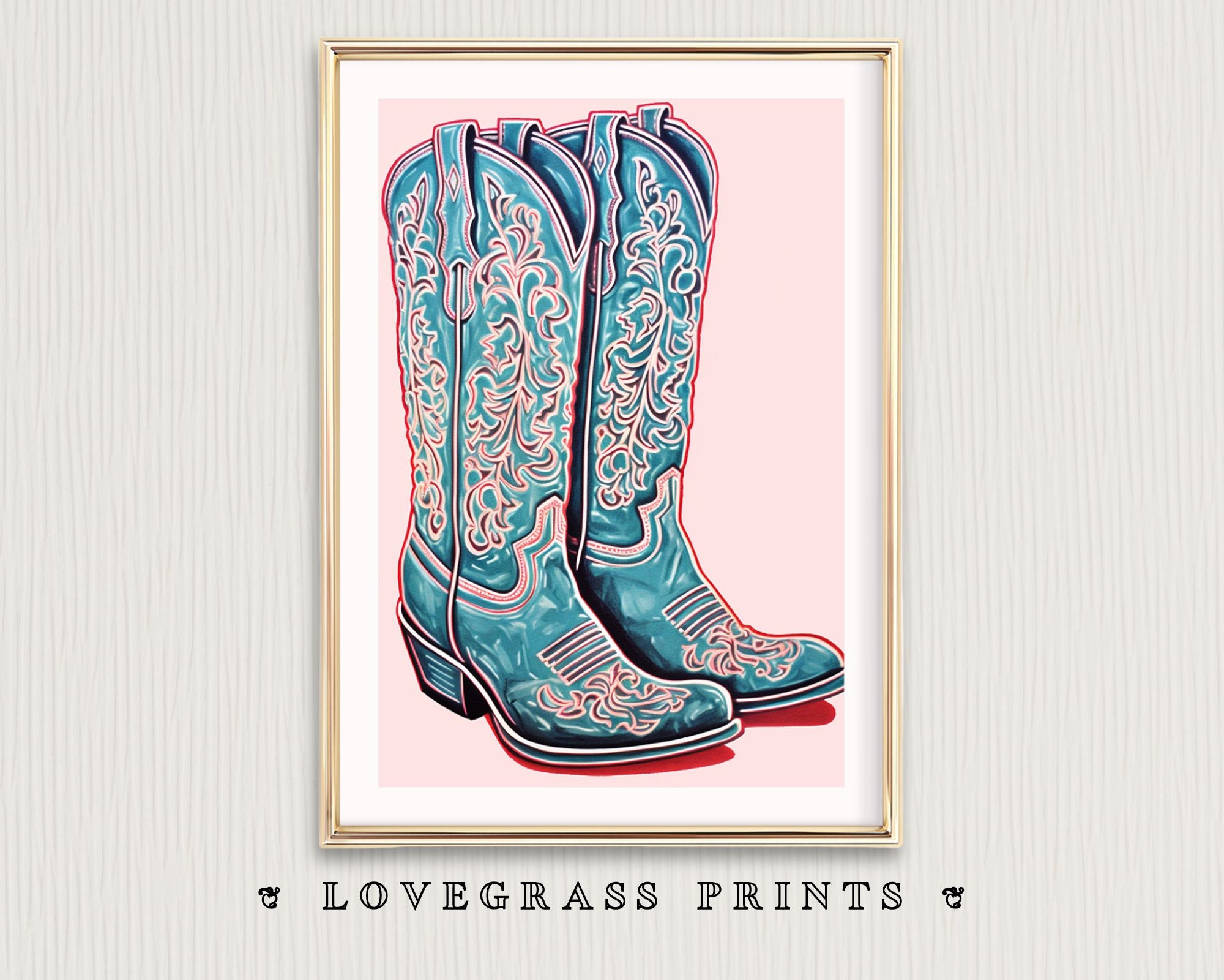 Cowboy Boots Printable Wall Art, Cowgirl Boots Digital Art, Modern Art ...