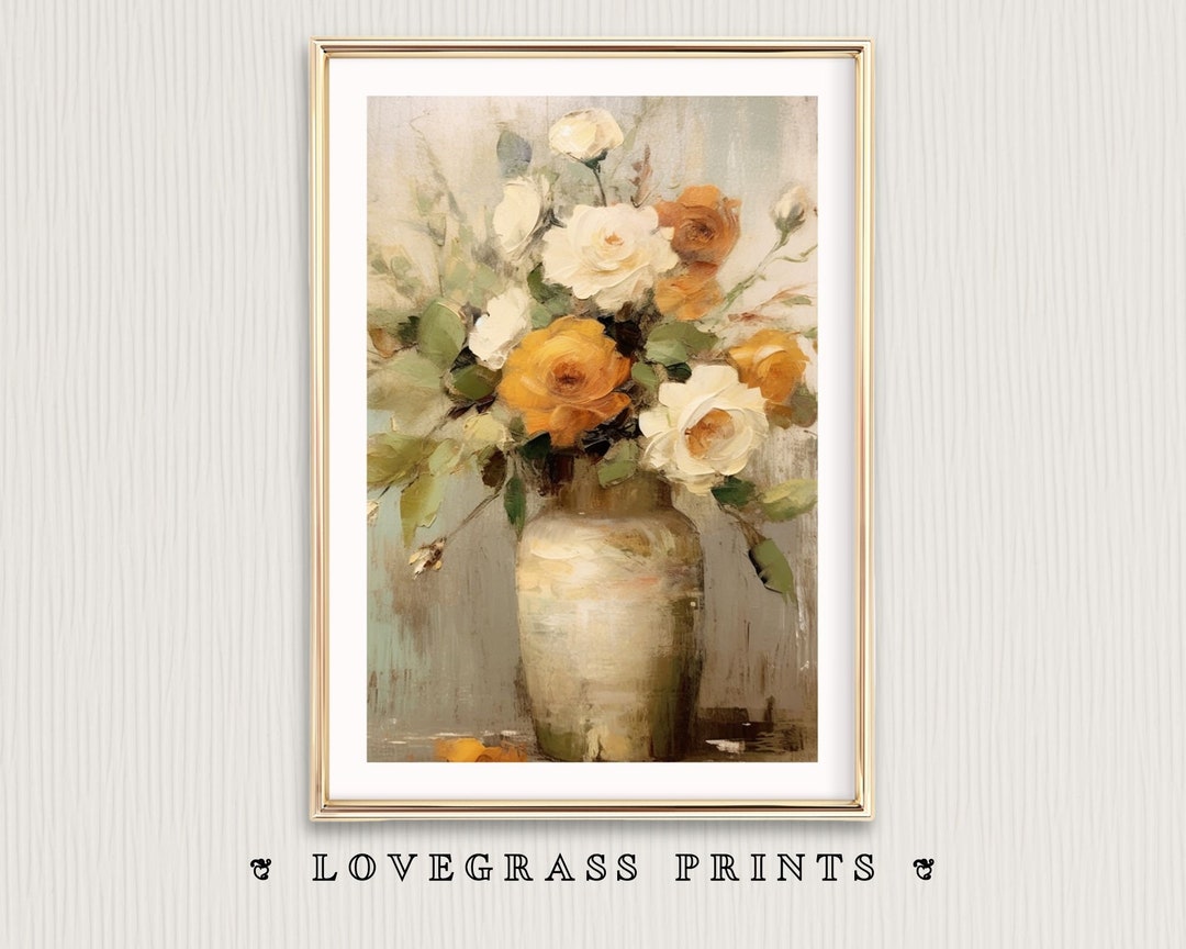Printable Art Vase of Flowers Vintage Digital Print Flower Vase Wall ...