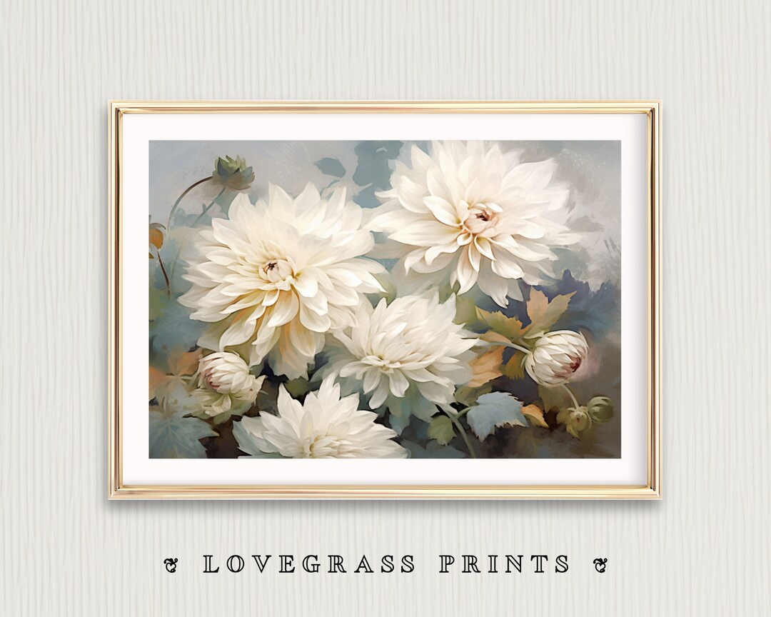 Dahlia Print, Dahlia Printable Wall Art, Dahlia Art Print, Dahlias ...