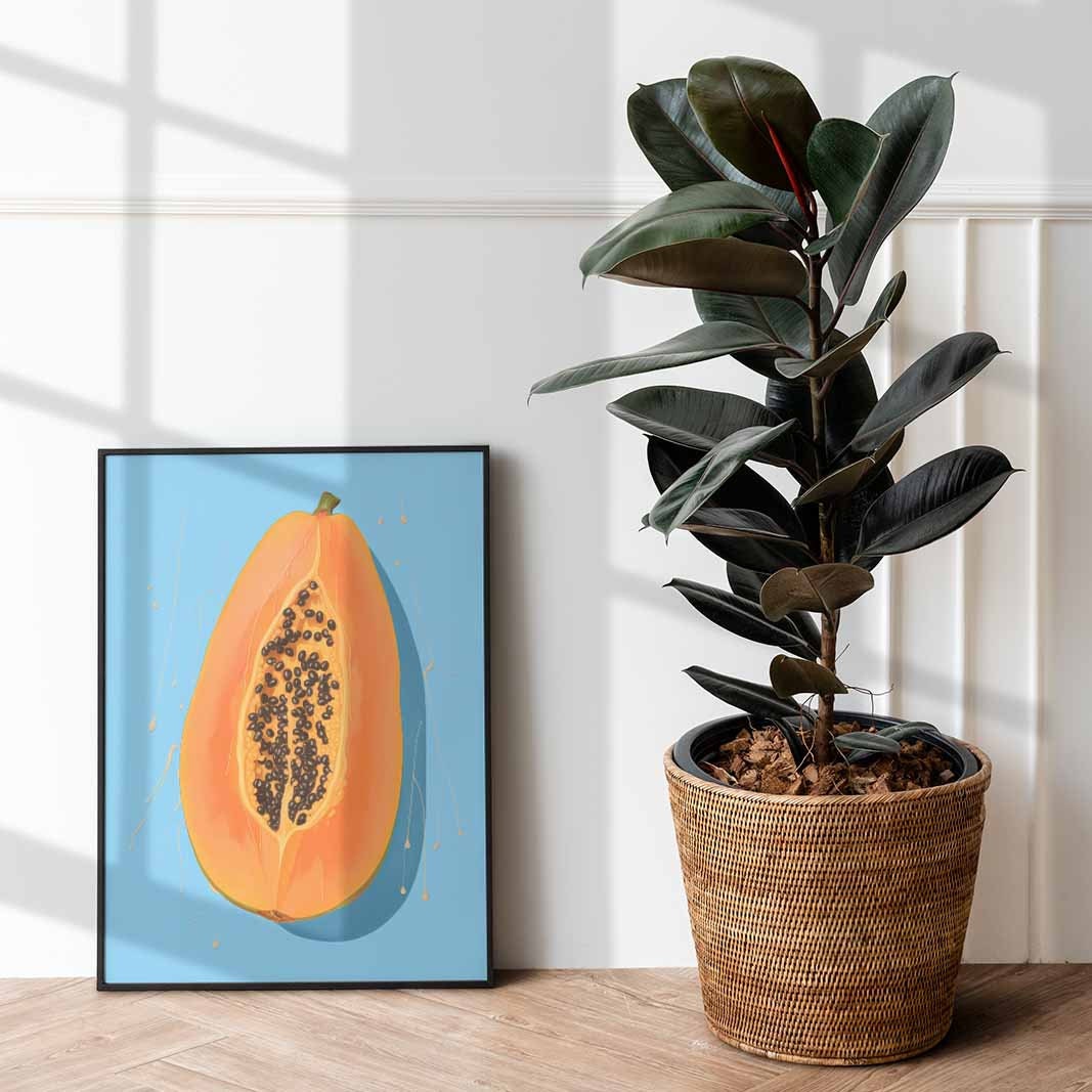 Papaya Printable Wall Art, Fruit Art Painting Print, Tropical Art Print ...