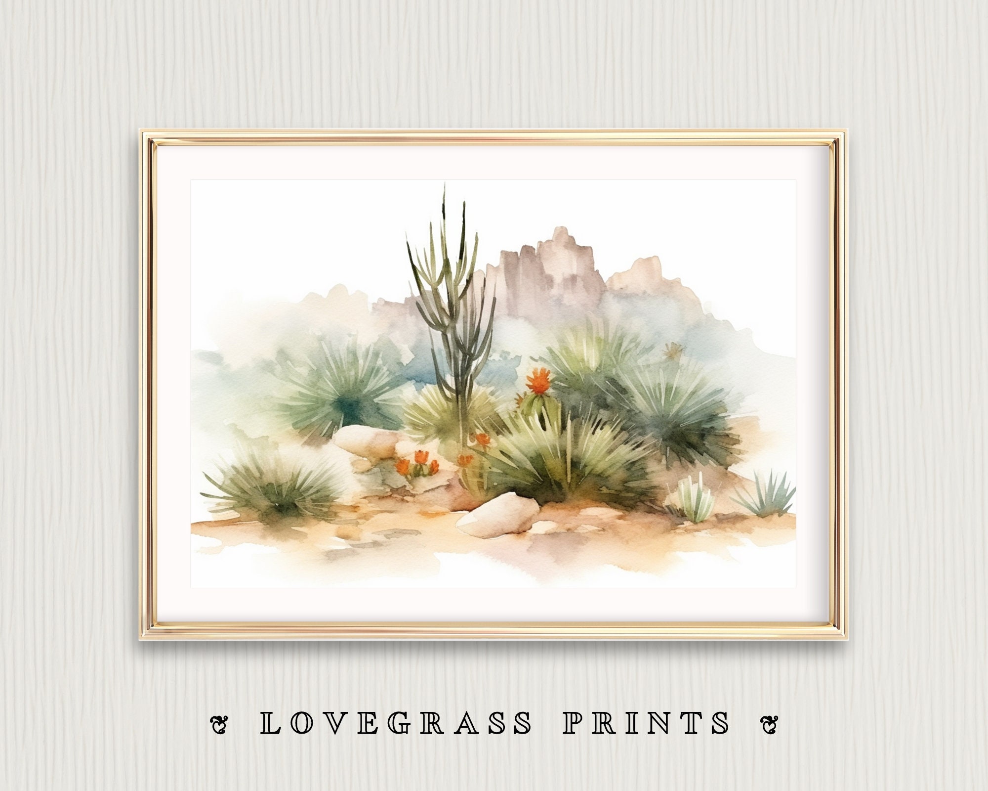 Yucca Printable Art, Desert Landscape Print, Watercolor Cactus Wall Art ...