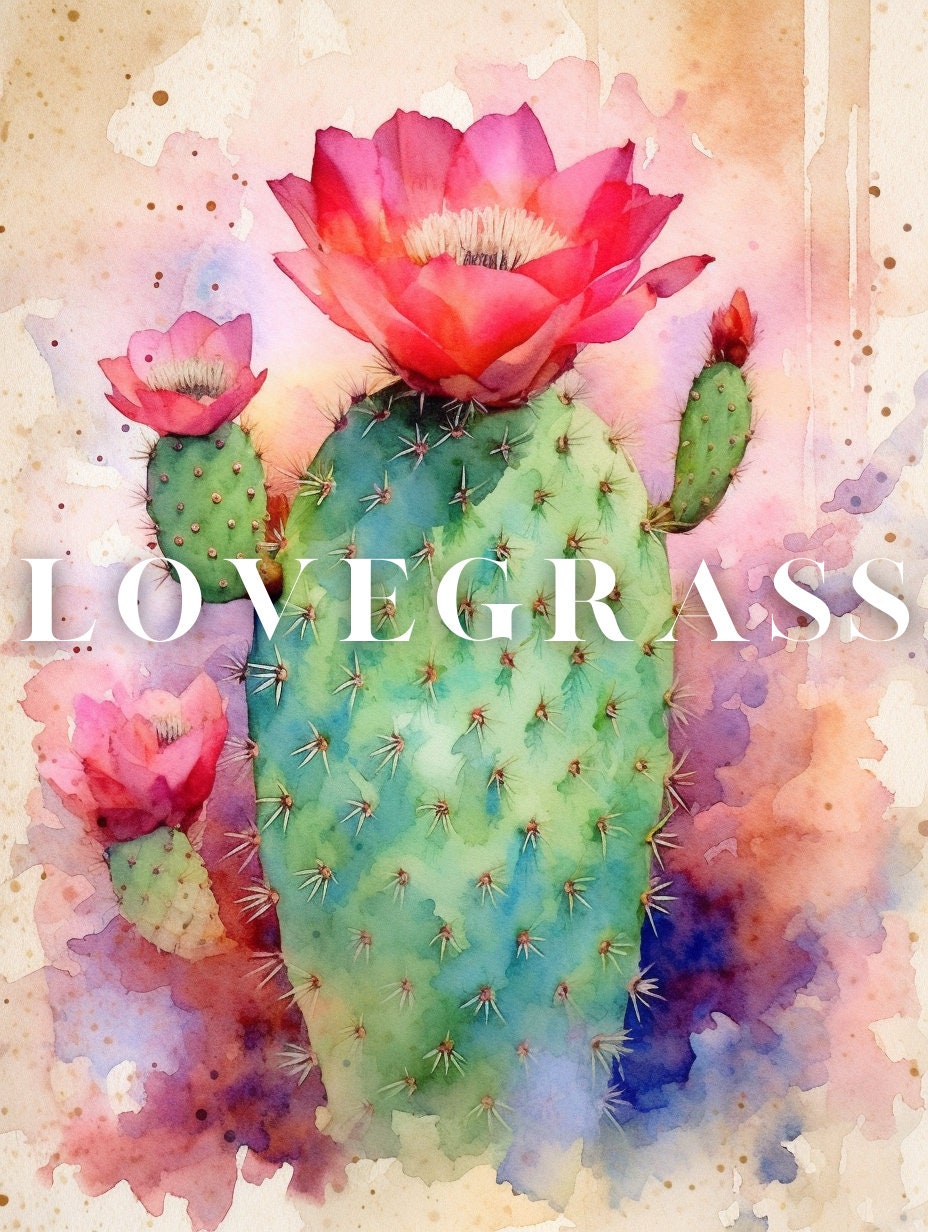 Cactus Printable, Prickly Pear Print, Watercolor Cactus Wall Art ...