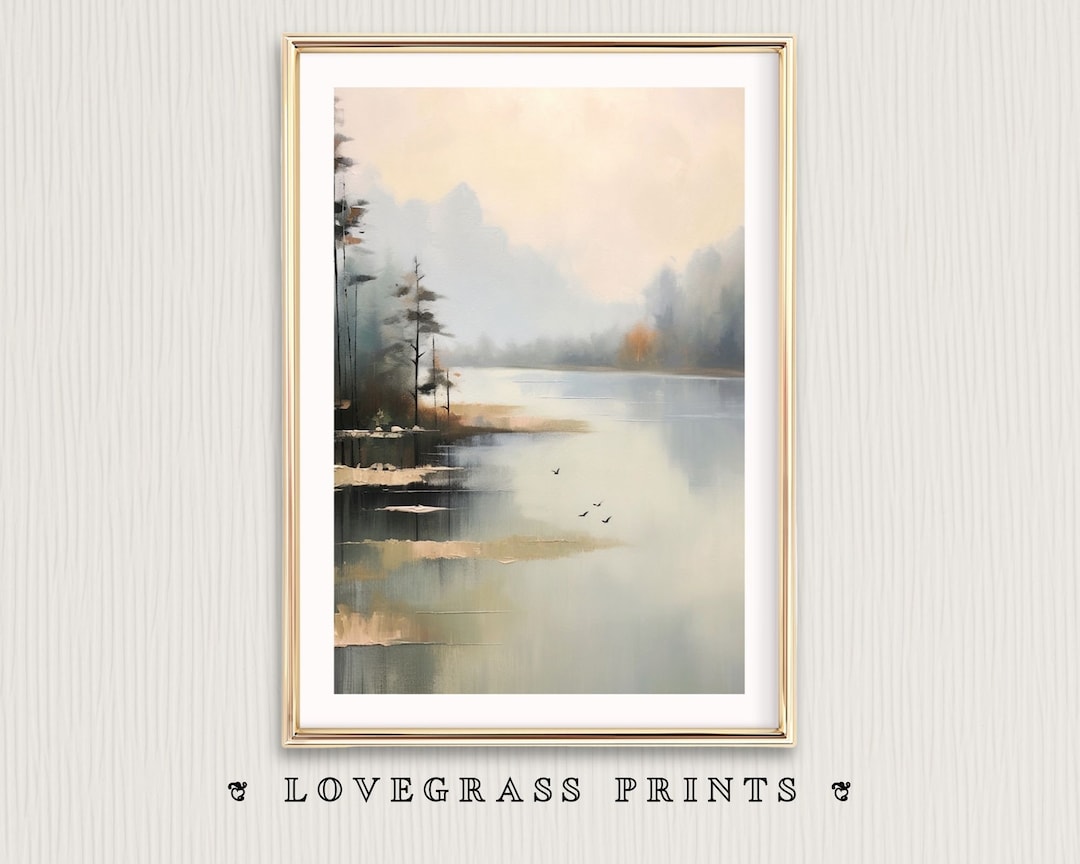 Lake Printable Art, Lakeside Wall Art, Vintage Digital Water ...