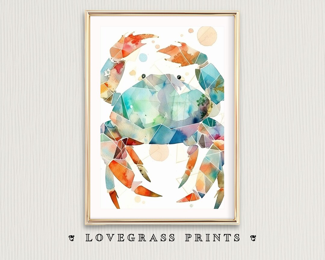Crab Art Print, Crab Downloadable Wall Art, Crustacean Digital Download ...