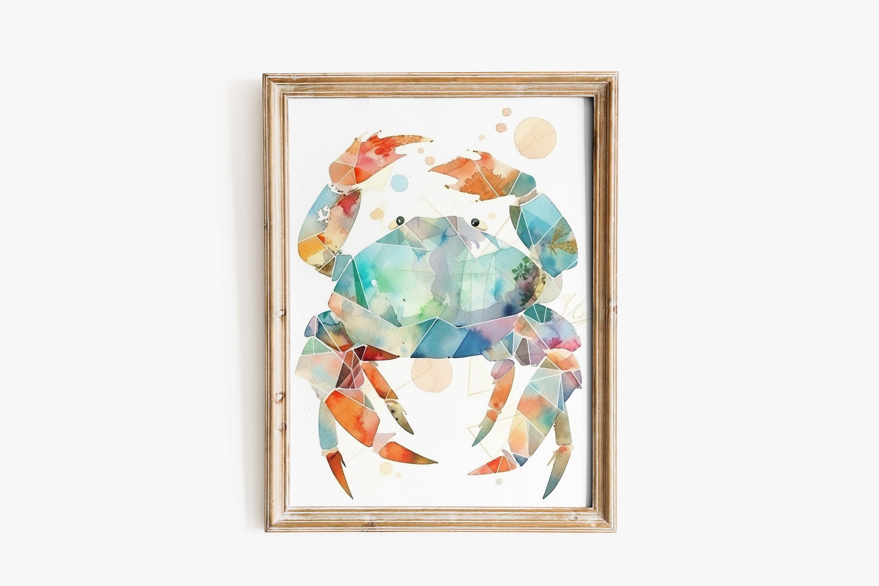 Crab Art Print, Crab Downloadable Wall Art, Crustacean Digital Download ...