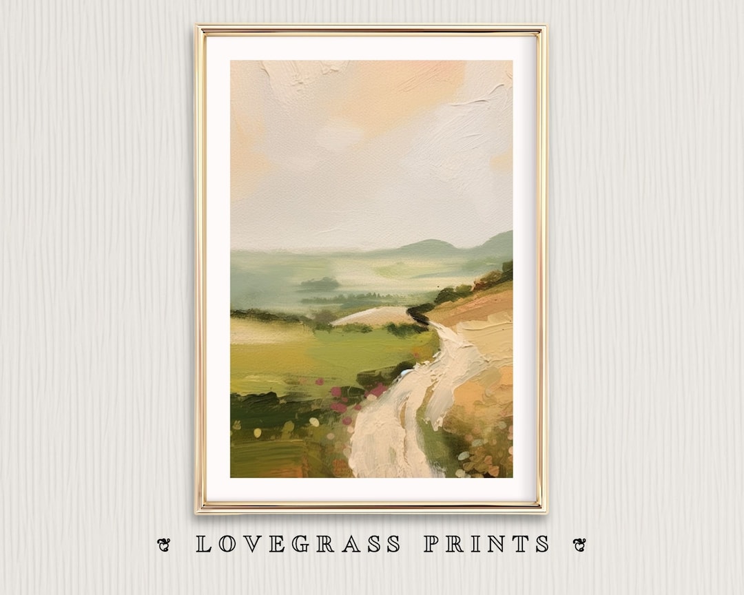 Country Road Wall Art, Farm Land Art Print, Pastoral Oil Painting ...