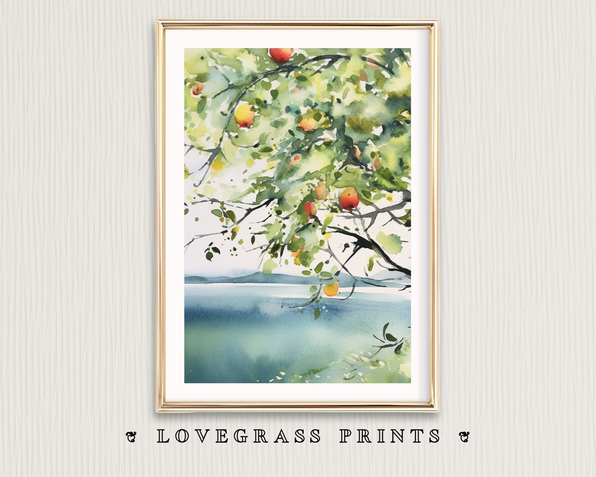 Apple Tree Wall Art, Apples Printable, Orchard Watercolor, Fruit ...