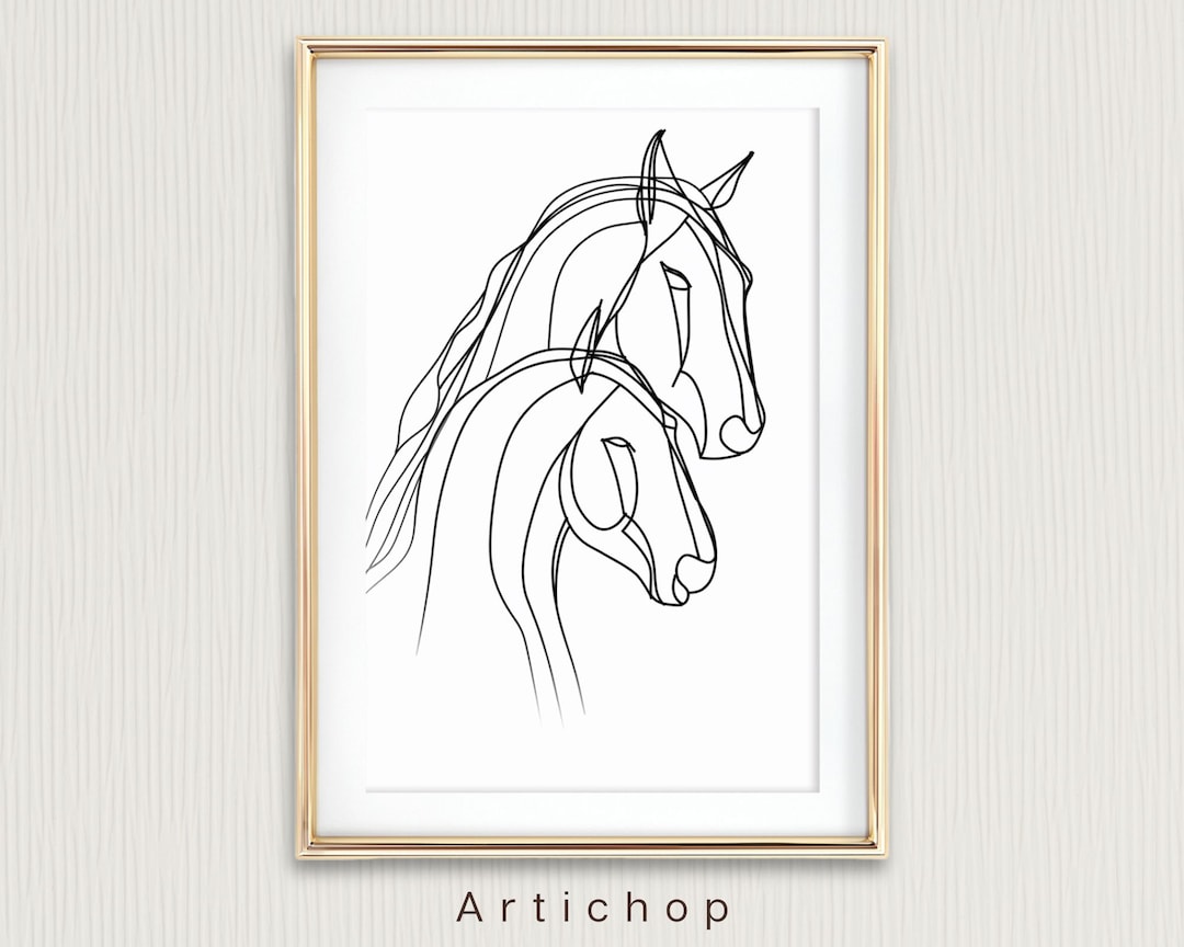 Horses Line Art Horse Digital Download Horses Art Print - Etsy