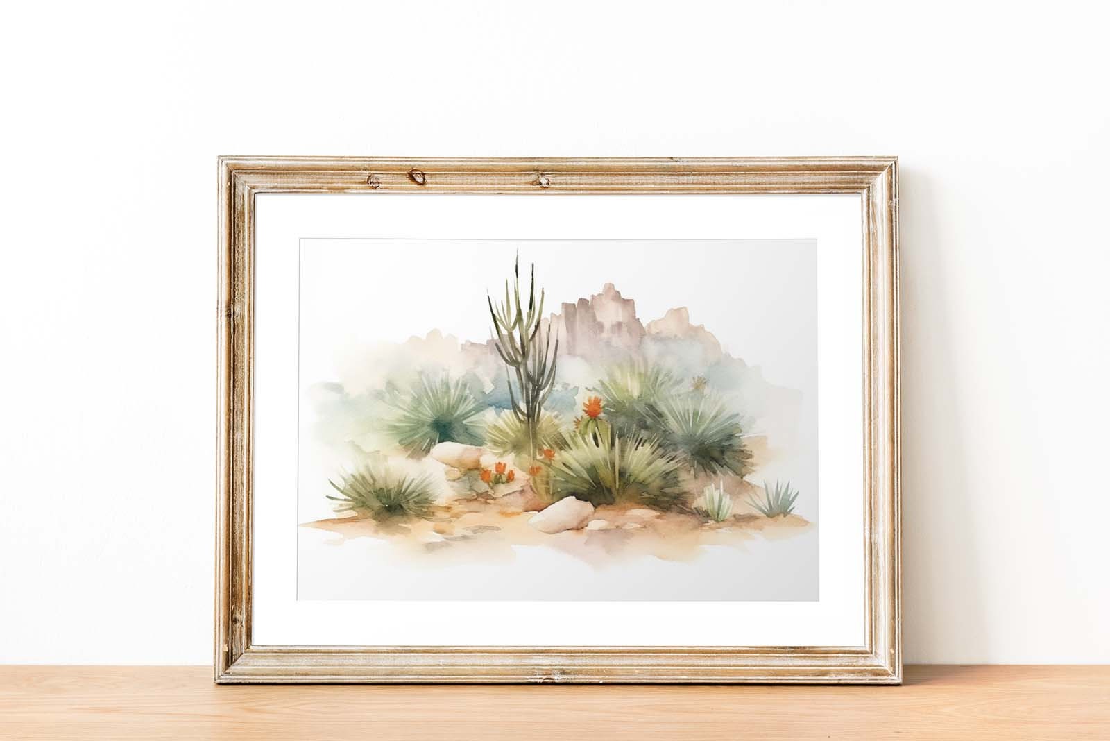 Yucca Printable Art, Desert Landscape Print, Watercolor Cactus Wall Art ...