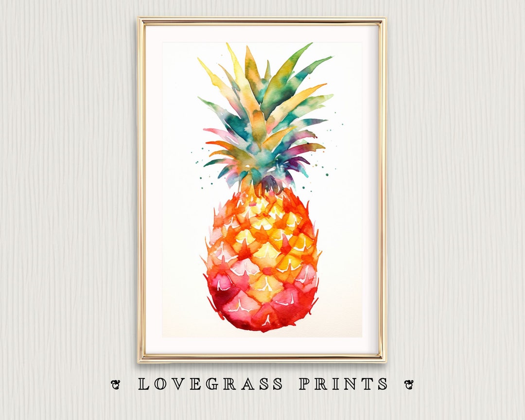 Pineapple Printable Wall Art, Pineapples Watercolor, Fruit Art Painting ...