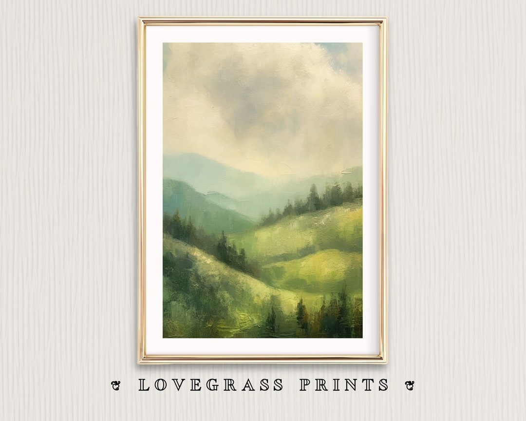 Hills Print, Hillside Printable Wall Art, Hills Art Print, Hilly ...