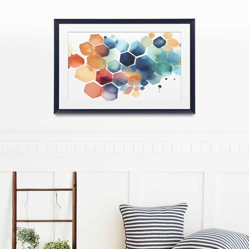 Gems Printable Wall Art, Hexagon Pattern Art Print, Hexagonal Abstract ...