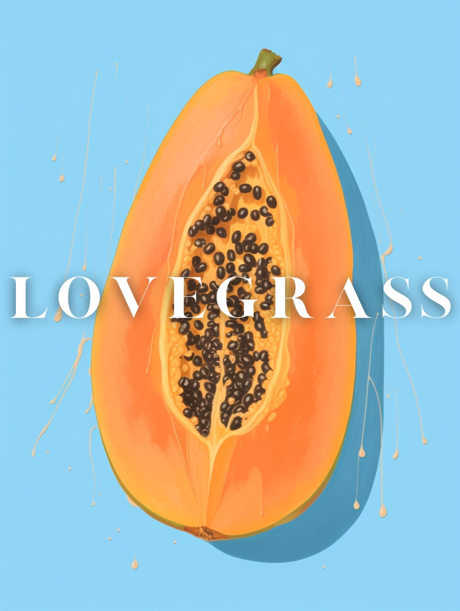 Papaya Printable Wall Art, Fruit Art Painting Print, Tropical Art Print ...