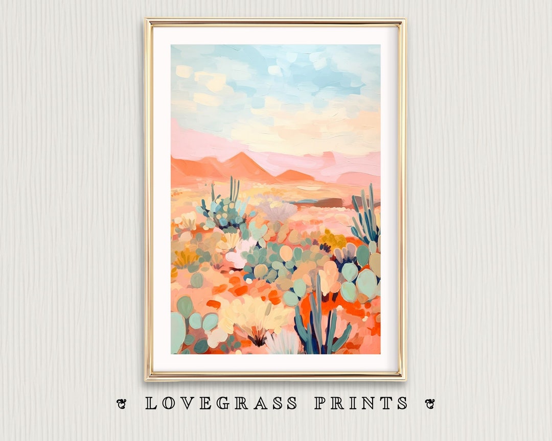 Desert Brush Printable Wall Art, Southwestern Contemporary Landscape ...