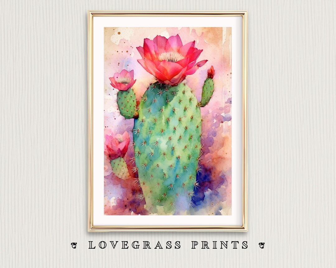 Cactus Printable, Prickly Pear Print, Watercolor Cactus Wall Art ...